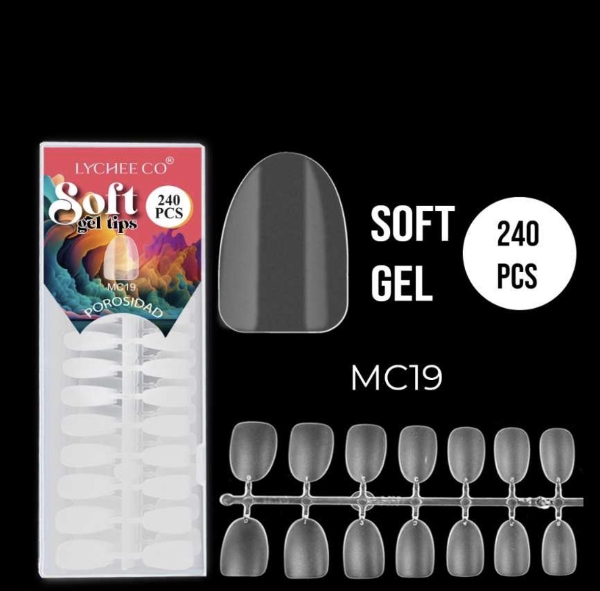 Caja de tips soft gel mc19 almendra 240 pcs - Tienda Jani